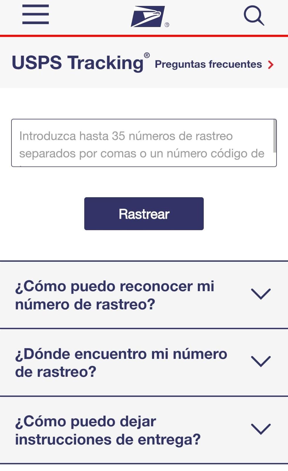 Rastrear paquete USPS - Rastrear envío